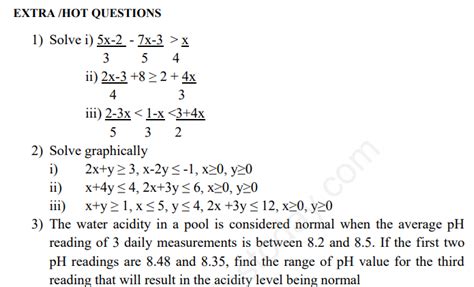 Cbse Class 11 Mathematics Linear Inequalities Assignment Set C