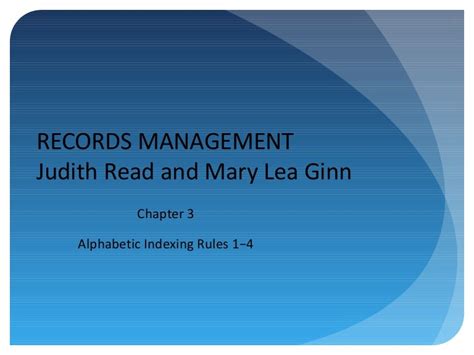 Describe The Indexing Rules For Alphabetic Filing Chapter 11