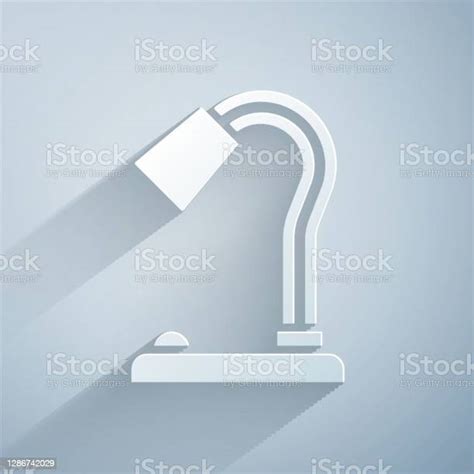 회색 배경에 격리 된 용지 컷 테이블 램프 아이콘 종이 아트 스타일 벡터 0명에 대한 스톡 벡터 아트 및 기타 이미지 0명