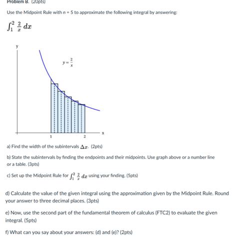 Solved Problem B 20pts Use The Midpoint Rule With N 5 Chegg Com
