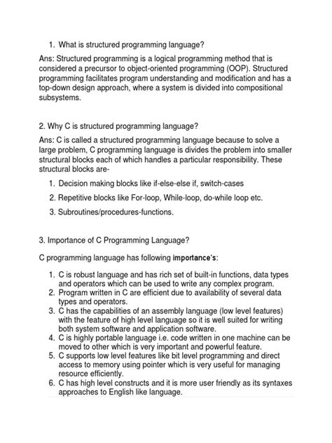 structured programming language question and ans pdf computer