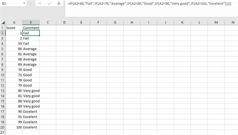Conditional Formula Which Returns A Comment In Another Table In Excel Stack Overflow