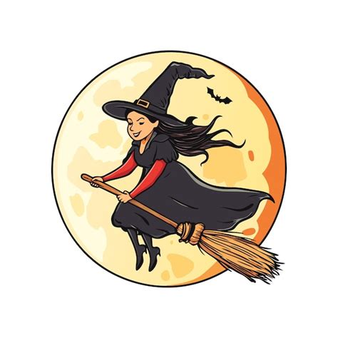 Premium Vector Witch Flying Vector Design Halloween Clipart