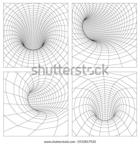 Grid Wormhole Wireframe Tunnel 3d Gravity Stock Vector Royalty Free