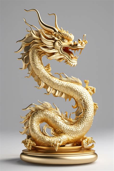神话动物盘龙金属黄金龙模型图片