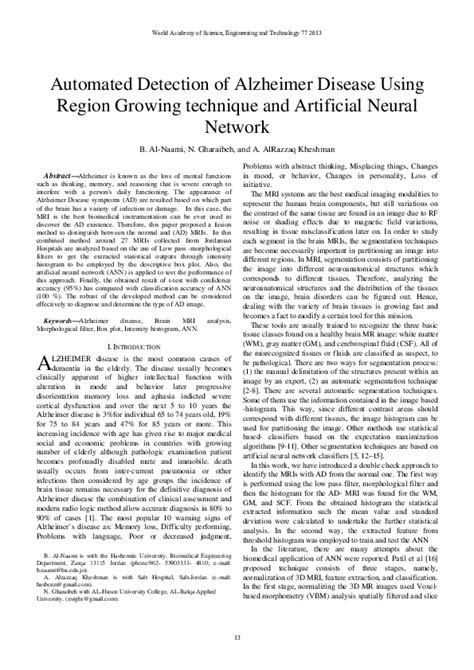 Pdf Mri Based Alzheimer Detection Method
