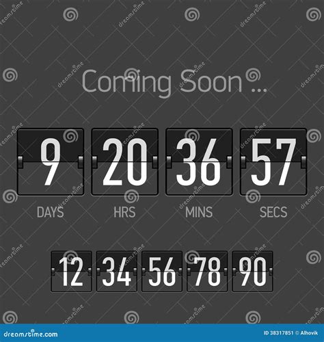 Countdown Timer Clock Counter Flip Vector Timer Template Display Information Of Minute Hour