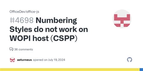 Numbering Styles Do Not Work On Wopi Host Cspp · Issue 4698