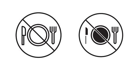 Ilustración De Conjunto De Ilustración Vectorial De Signo Sin Comer Y