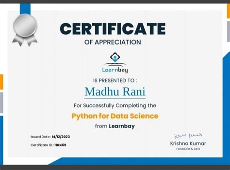 Madhu Singh On Linkedin Happy To Share That I Have Completed My Python Module Journey At Learnbay