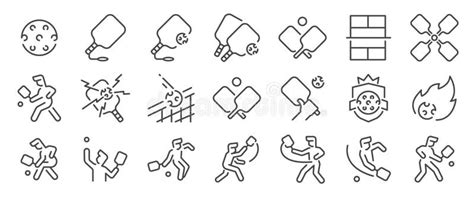 Pickleball Icon Set It Includes Racquet Sport Paddlesport Court
