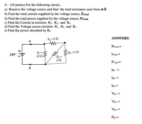 Solved 4 10 Points For The Following Circuit A Remove
