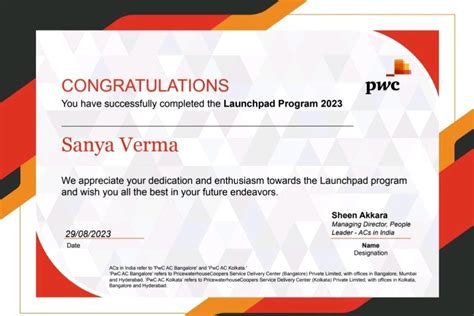 Sanya Verma On Linkedin Pwclaunchpadprogram Pwcdeals