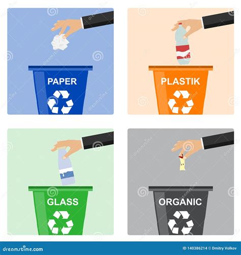 Man Hand Throws Garbage Into A Plastic Container Hand Of Man Throwing Garbage Into Organic