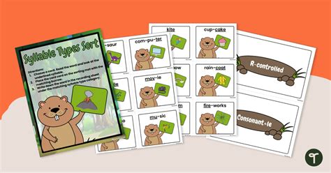 Groundhog Day Syllable Sort Teach Starter