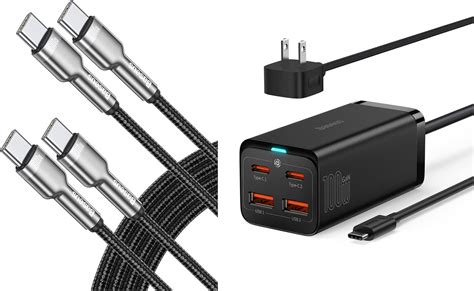 Amazon Com W USB C Charger W PD A QC Fast Charging USB C To USB C Cable Cell Phones