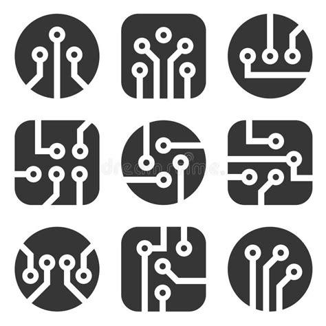 Cpu And Chips Icons Set Vector Stock Vector Illustration Of Industrial Microchip 97338048