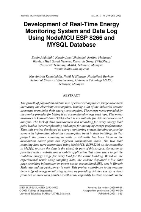 Pdf Development Of Real Time Energy Monitoring System And Data Log