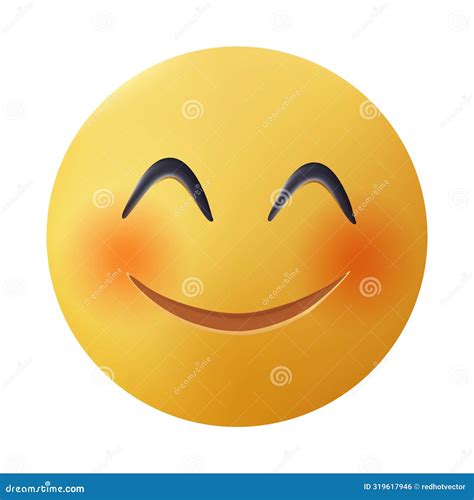 Smiling Emoticon With Happy Eyes And Rosy Cheeks 3d Illustration Shy