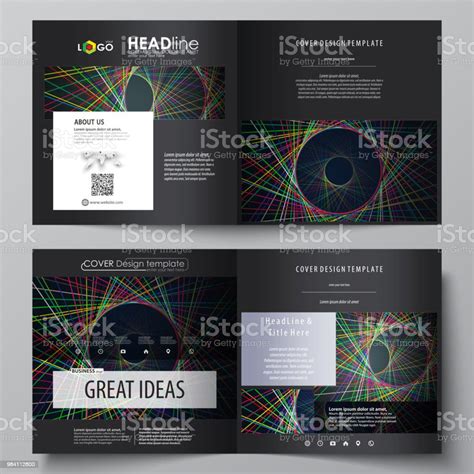사각형 디자인 Bi에 대 한 비즈니스 템플릿 브로셔 잡지 전단지 책자 나 보고서를 접어 커버 전단지 추상적인 벡터 레이아웃 밝은 컬러 라인 화려한 아름 다운 배경 완벽 한