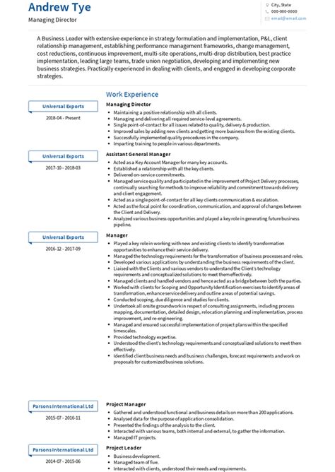 Managing Director Resume Samples And Templates VisualCV