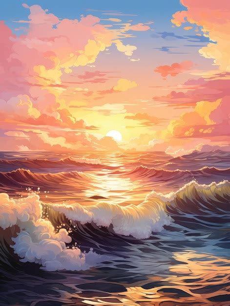 Premium Ai Image Vibrant Sunset Background
