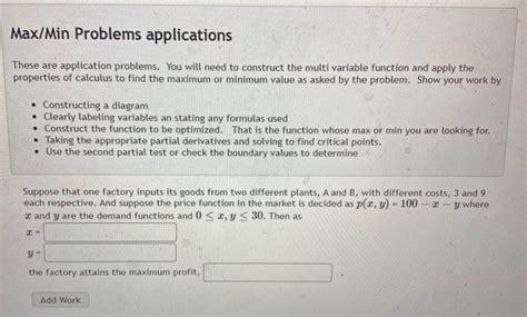 Maxmin Problems Applications These Are Application