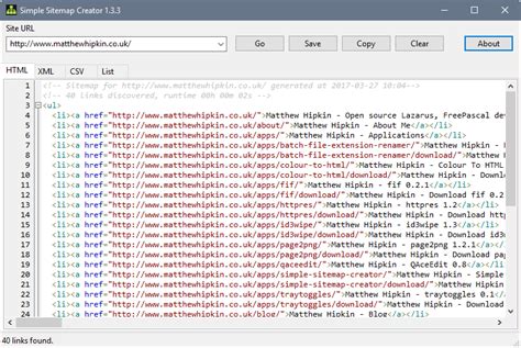 matthew hipkin simple sitemap creator