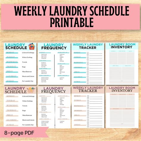Laundry Schedule Laundry Checklist Laundry Planner Laundry List Laundry Tracker Laundry Guide