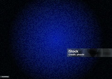 어두운 배경 기술 스타일에 도트 방사형 패턴과 빛나는 조명 추상 적 색 하프 톤 반짝임 효과 0명에 대한 스톡 벡터 아트 및 기타 이미지 Istock