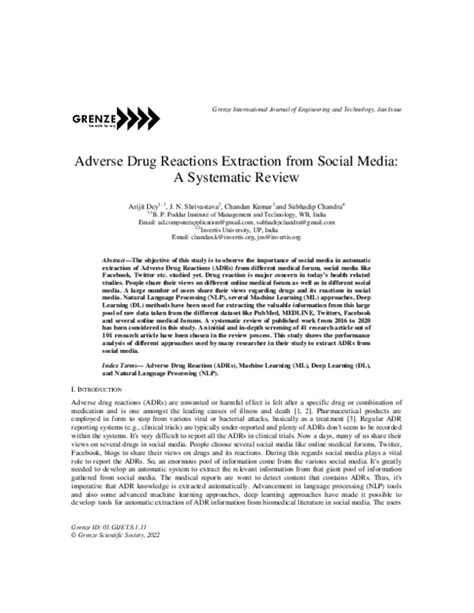 Pdf Adverse Drug Reactions Extraction From Social Media A Systematic Review
