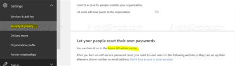 Enable Self Service Password Reset Sspr In Office 365 Avoiderrors
