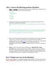 Circuits Docx Part Answer The Following Questions Points Name And Describe The