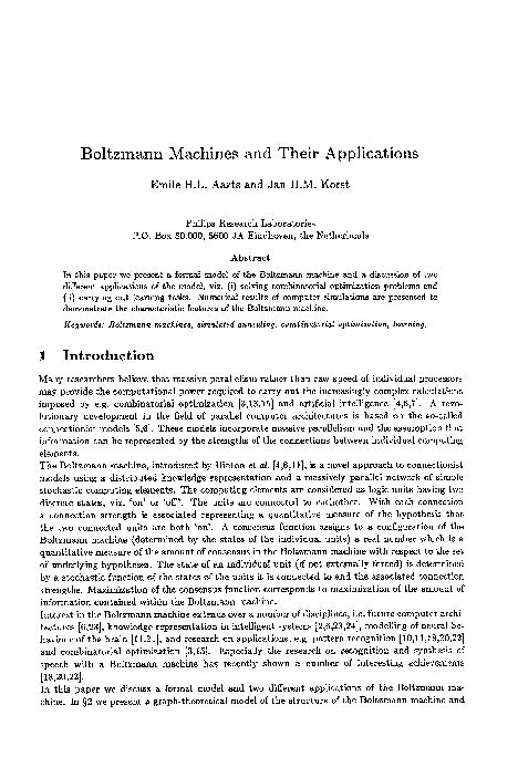 Pdf Boltzmann Machines And Their Applications