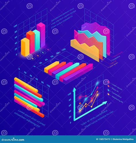 Isometric Data Tools Finance Diagram Dark Stock Vector Illustration Of Mobile Design 158575473