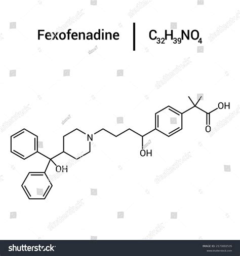 Chemical Structure Fexofenadine C32h39no4 Stock Vector Royalty Free 2173002535 Shutterstock