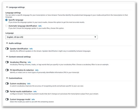 Transcribing With The AWS Management Console Amazon Transcribe