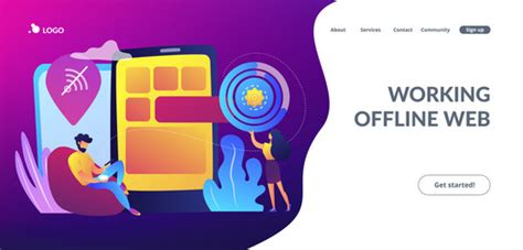 Progressive Web App Concept Landing Page Vector Image