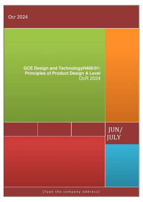 OXFORD CAMBRIDGE AND RSA JUN JULY GCE Design And Technology H Principles Of