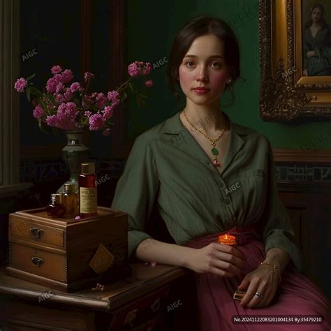 Ai创作图法式油画风 超写实主义 超写实油画 祖母绿油画 Cgi艺术品 质感合成风 柔美复古典雅 照片级写实 半身像人像 写实人物插画 油画家简介写实派画家 超写实插画 写实唯美 古典写实油画