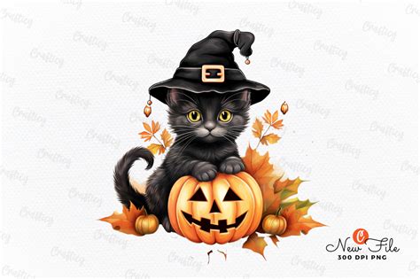 Cute Black Cat Halloween Clipart Png Graphic By Crafticy · Creative Fabrica