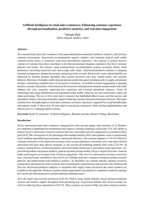 Pdf Artificial Intelligence In Retail And E Commerce Enhancing Customer Experience Through
