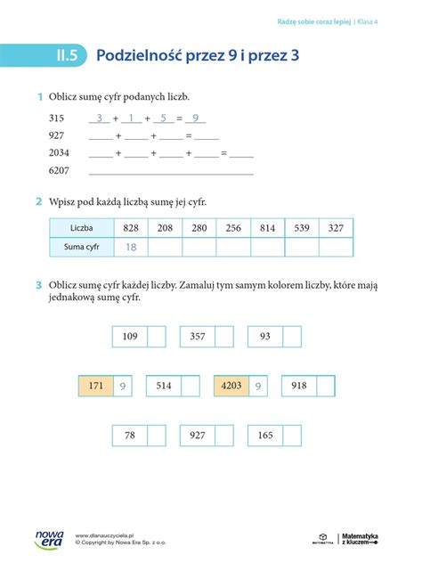 radze sobie coraz lepiej 4ii5 podzielnosc przez 9 i przez 3 pdf