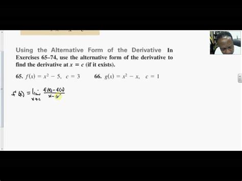2 1 Find The Derivative Using The Alternative Form Youtube