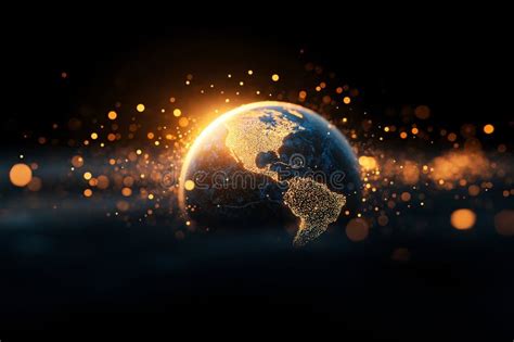 Stunning Depiction Of Earth Surrounded By Glowing Particles Symbolizing Fragility Of Our Planet