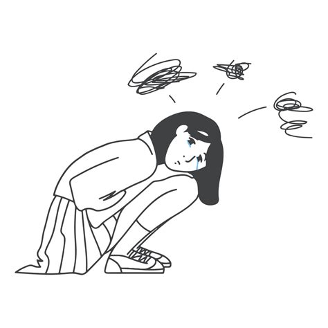 Doodle The Girl Fell Into Depression 13411918 Vector Art At Vecteezy