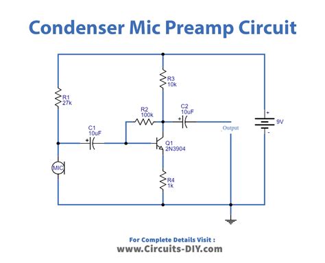 Simple Condenser Mic Preamp Circuit Using 2n3904