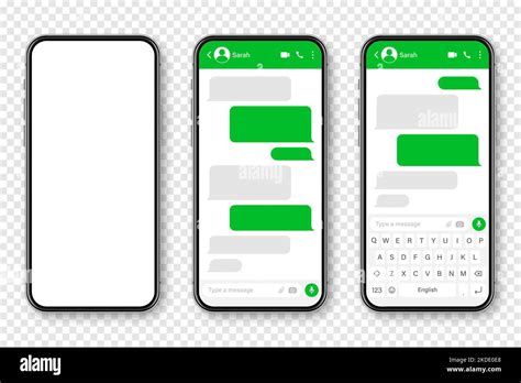 Realistic Smartphone With Messaging App Blank Sms Text Frame Conversation Chat Screen With