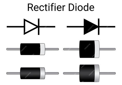 Diodo Rectificador Con Símbolo Componente Electrónico Física Ilustración De Vector Aislado En