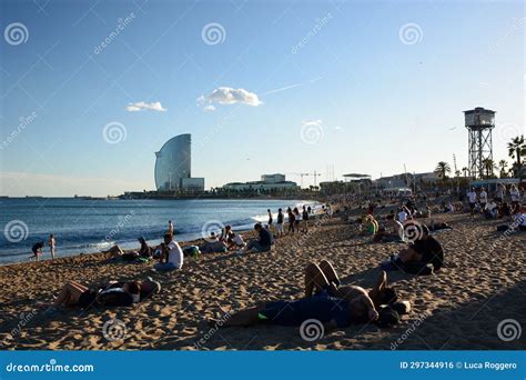View Of La Barceloneta Beach At Autumn Ciutat Vella District